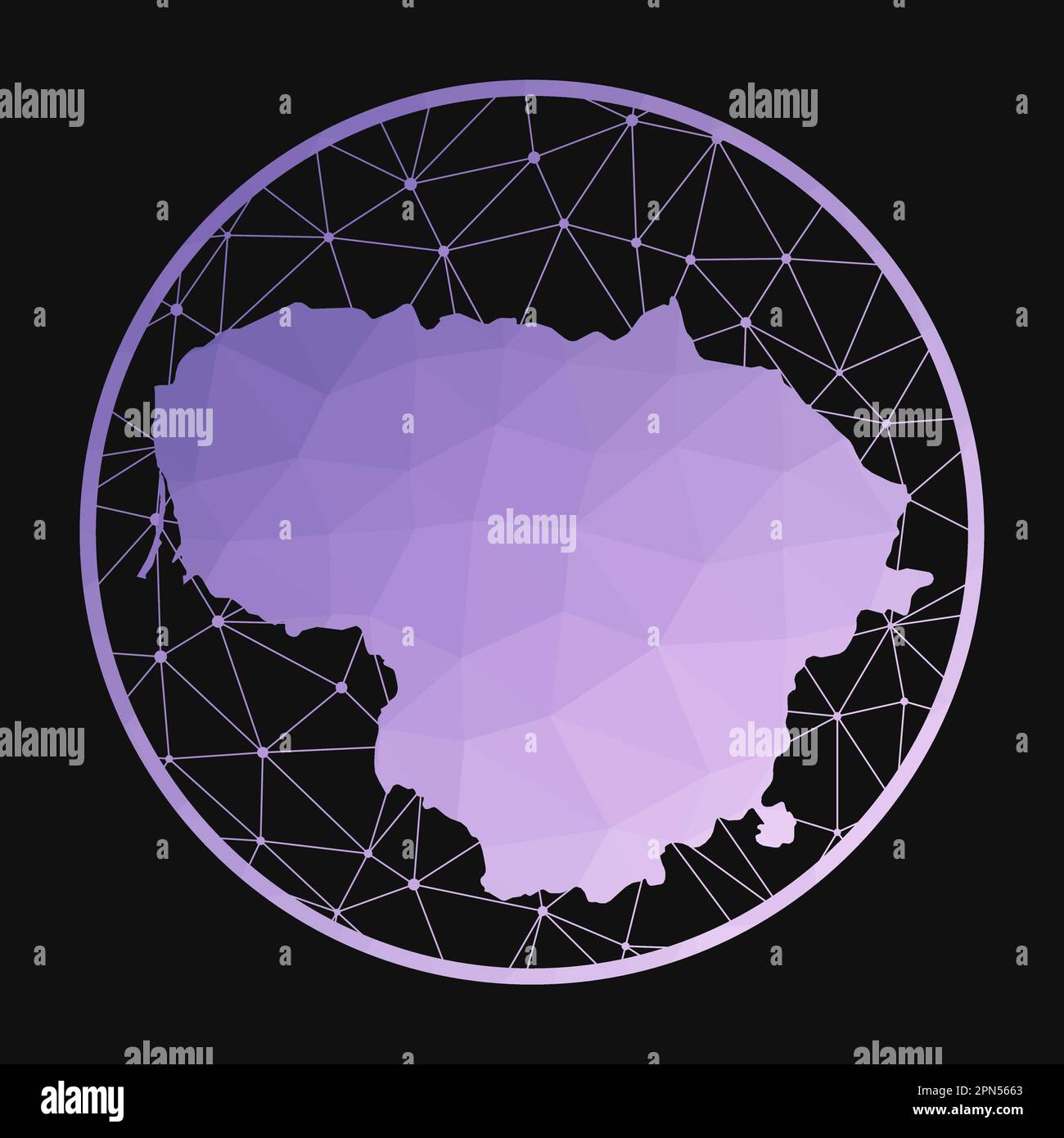 Lithuania icon. Vector polygonal map of the country. Lithuania icon in ...