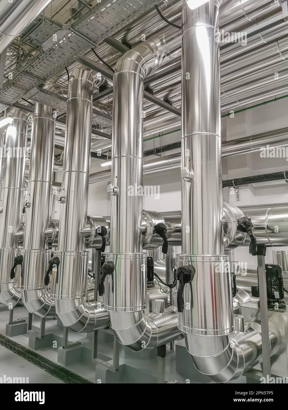 Industrial system with stainless steel ducts, forced ventilation of ...