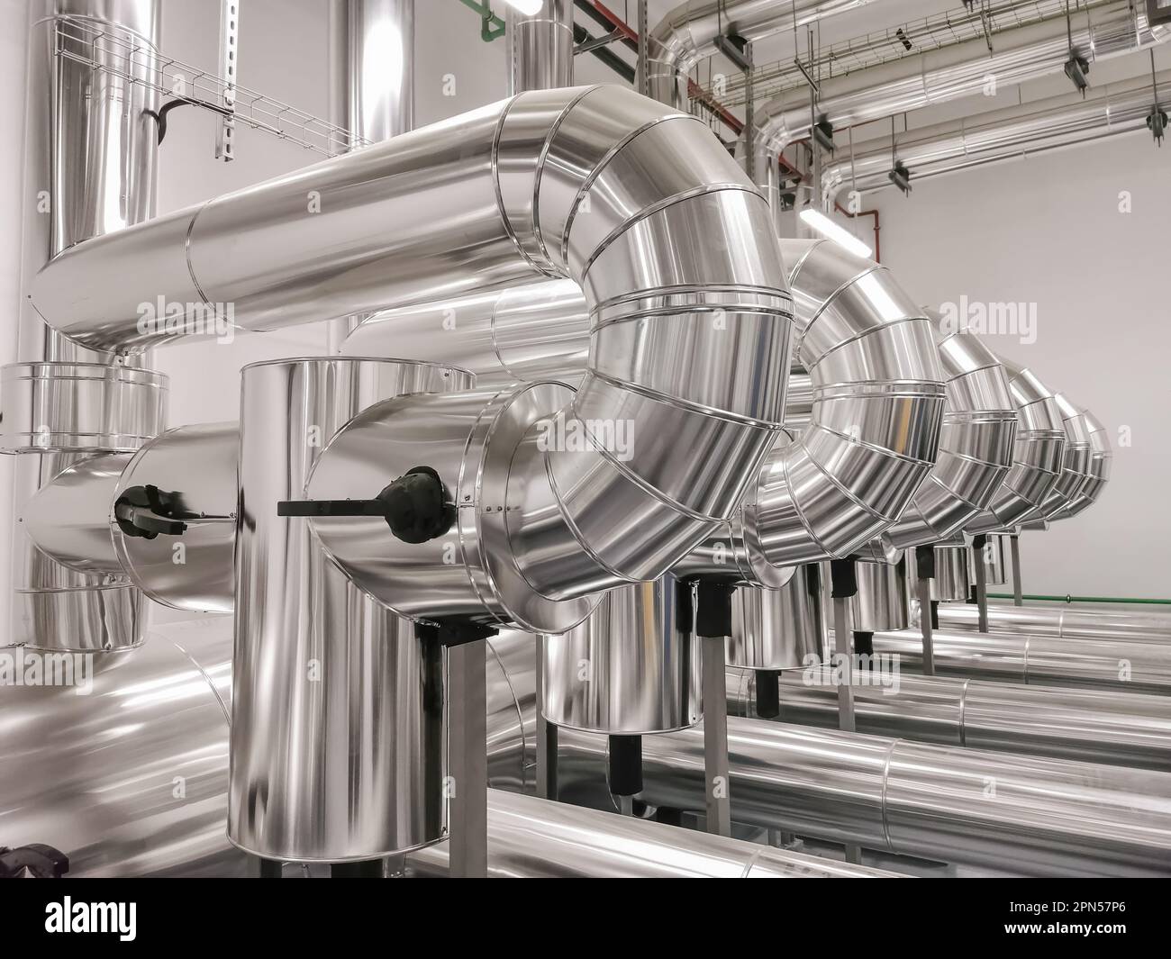 Industrial system with stainless steel ducts, forced ventilation of ...