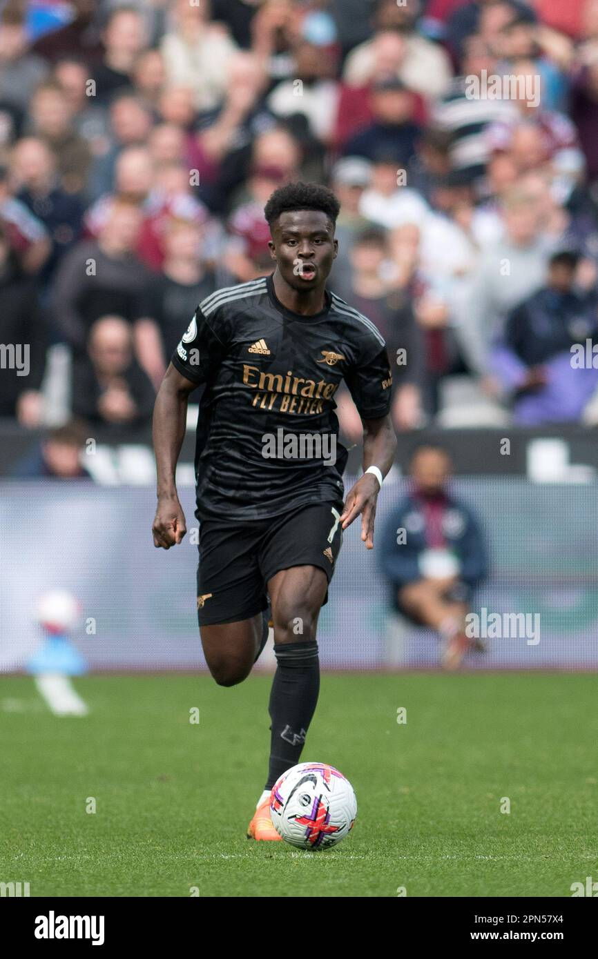 London, UK. 16th Apr, 2023. Bukayo Saka of Arsenal in action. Premier ...