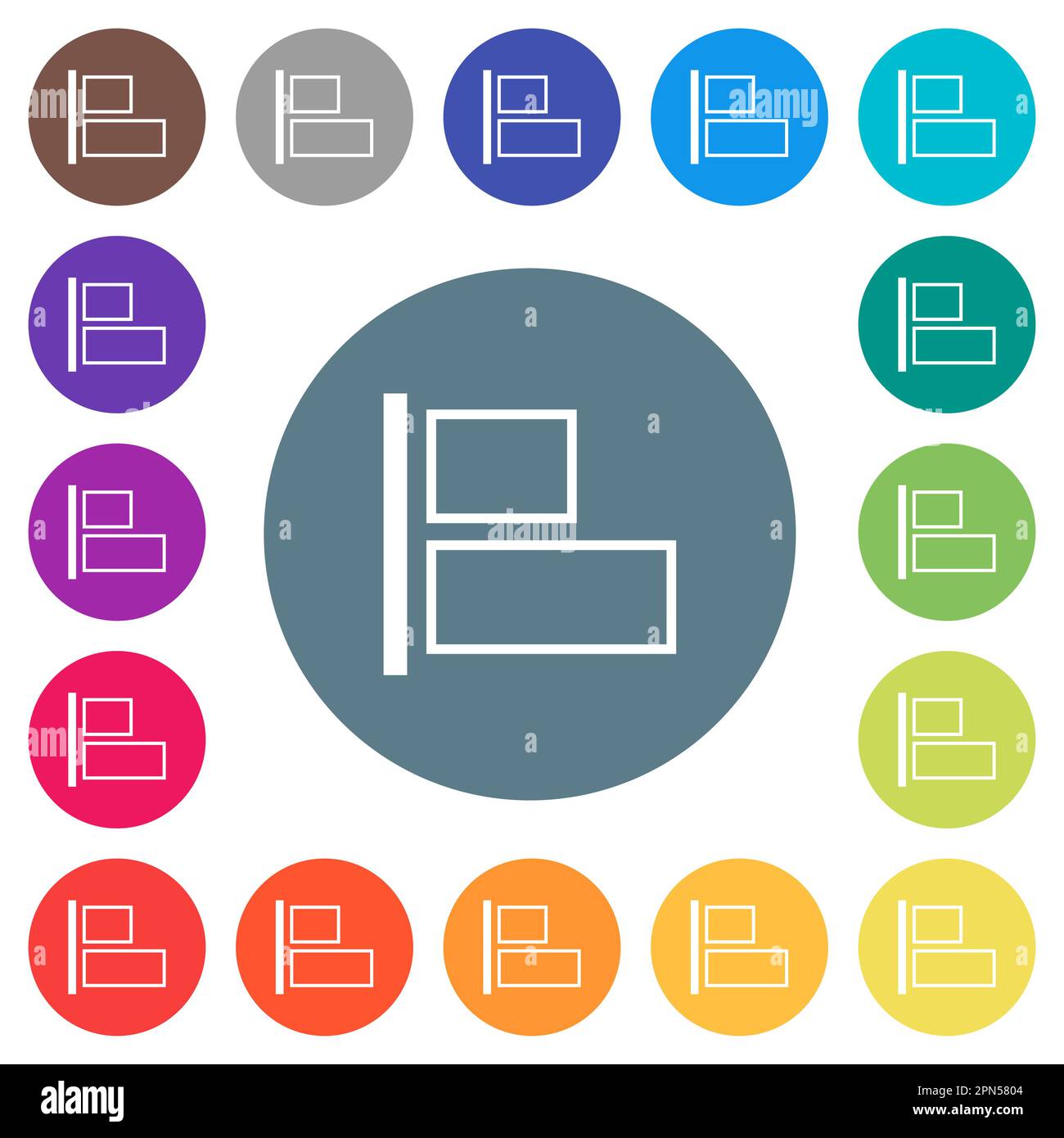 Align to left outline flat white icons on round color backgrounds. 17 background color ...