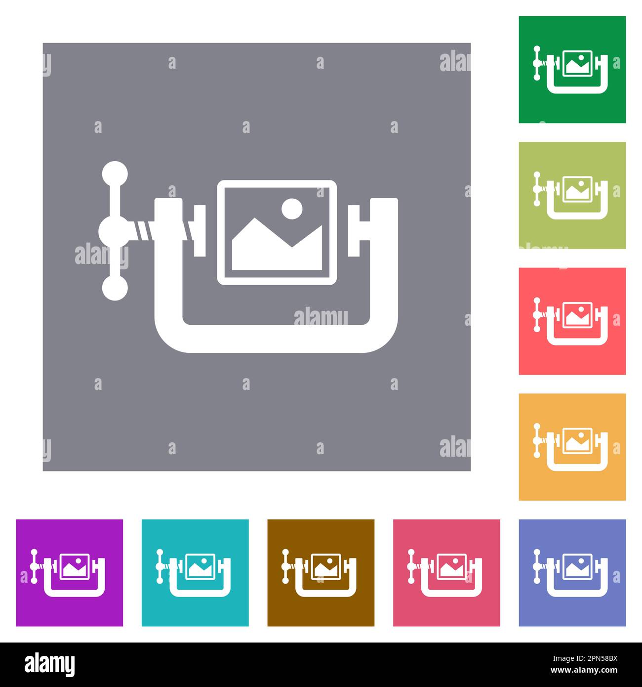 Image compression solid flat icons on simple color square backgrounds ...