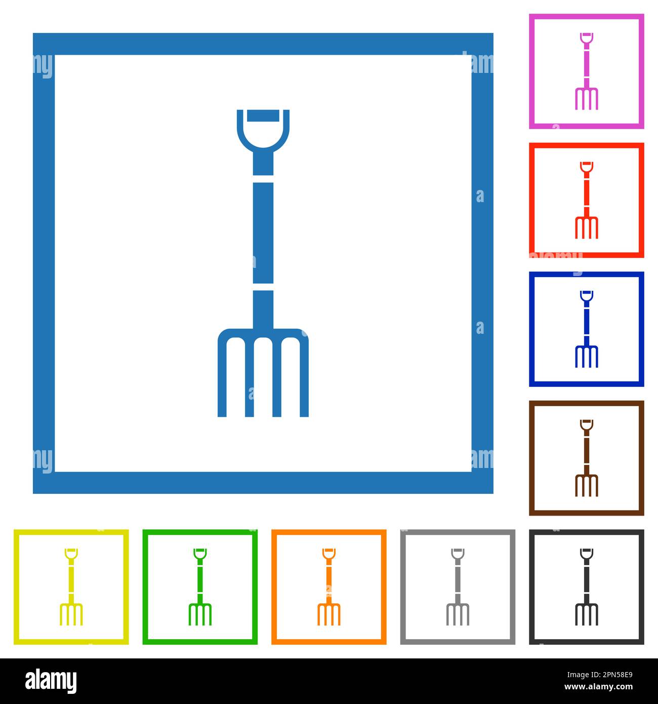 Pitchfork flat color icons in square frames on white background Stock Vector Image & Art - Alamy