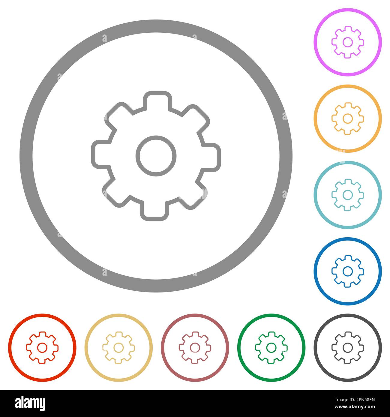 Settings Outline Flat Color Icons In Round Outlines On White Background Stock Vector Image And Art