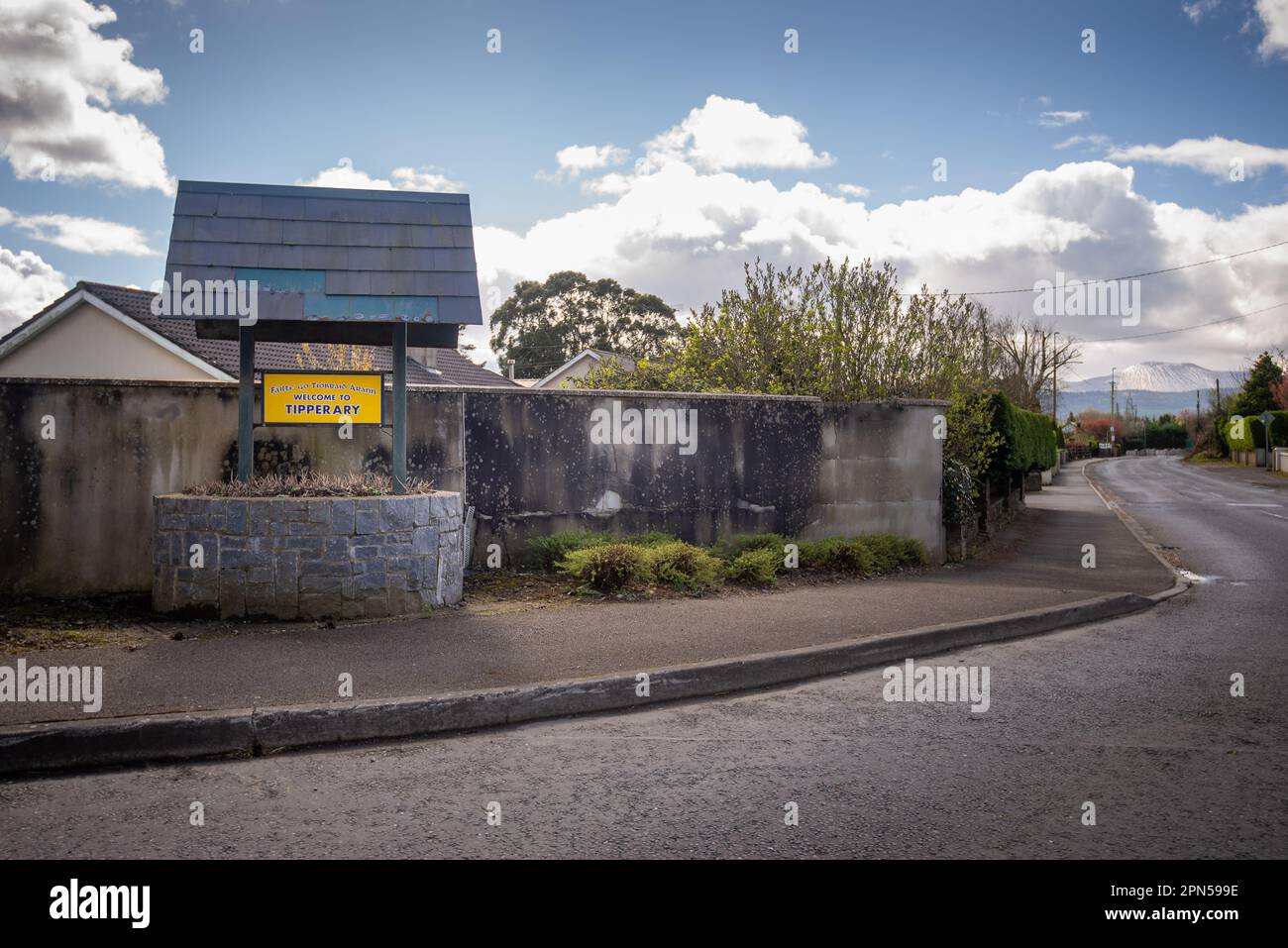 Welcome To Tipperary sign outside Tipperary Town, Ireland. View of ...