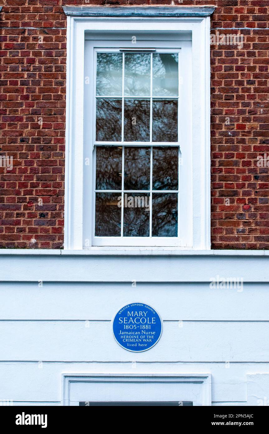 London, UK, 31 March 2023. Mary Seacole blue plaque erected in 2007 by ...