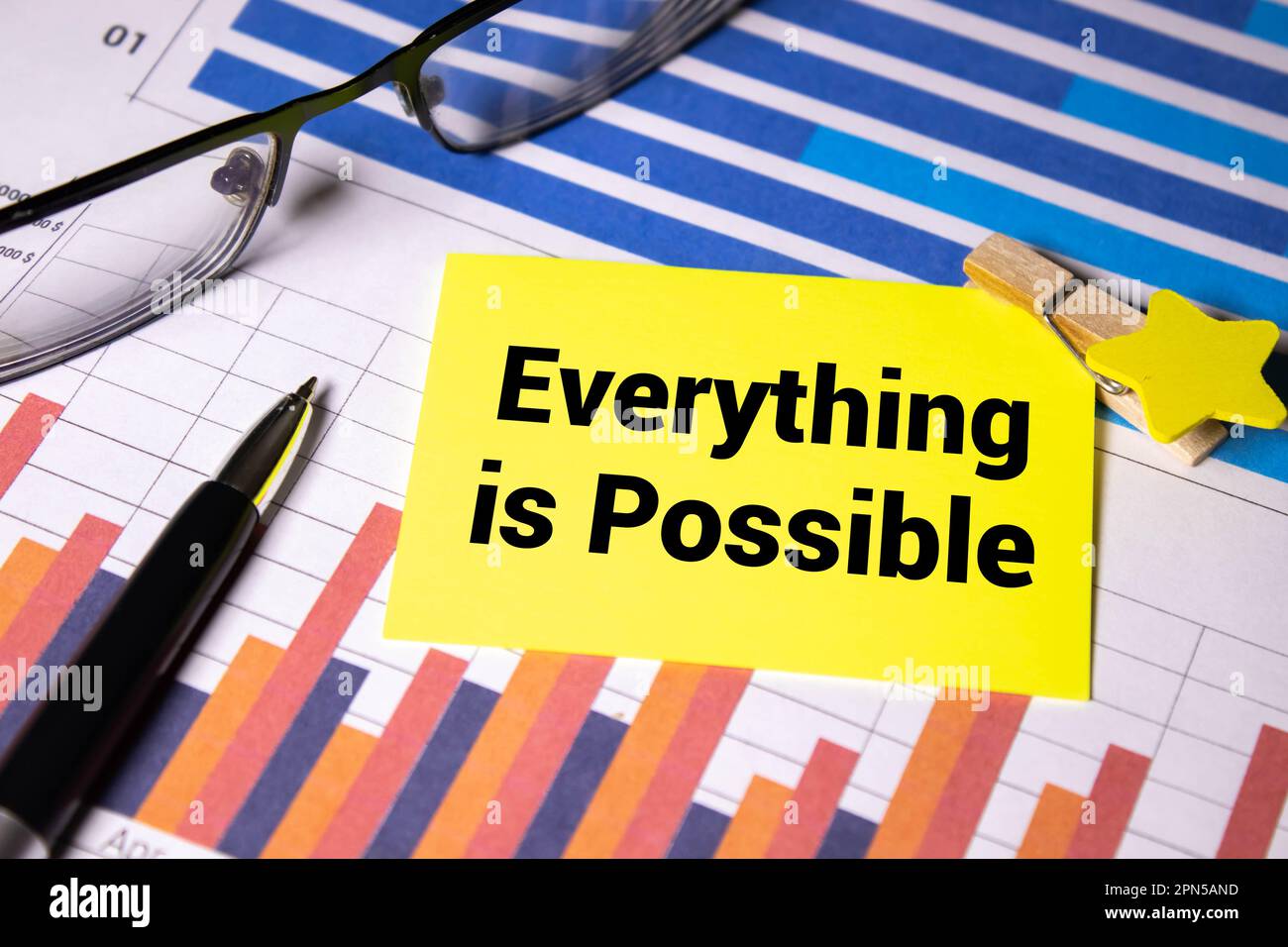 Everything is Possible speech bubble and black magnifier isolated on ...