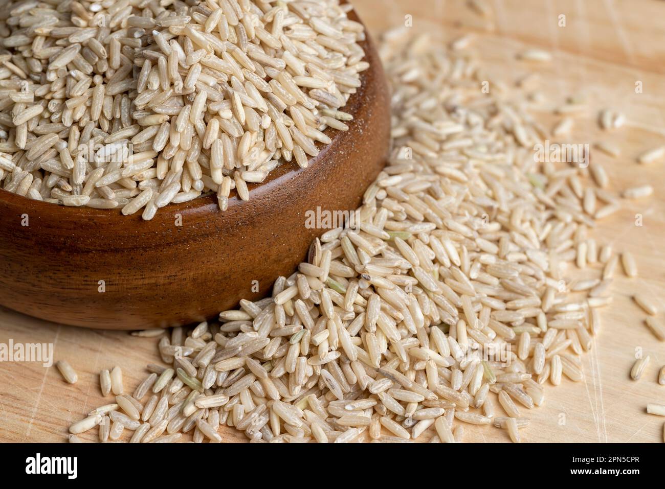 Unprocessed healthy dark rice, brown rice with a lot of trace elements ...