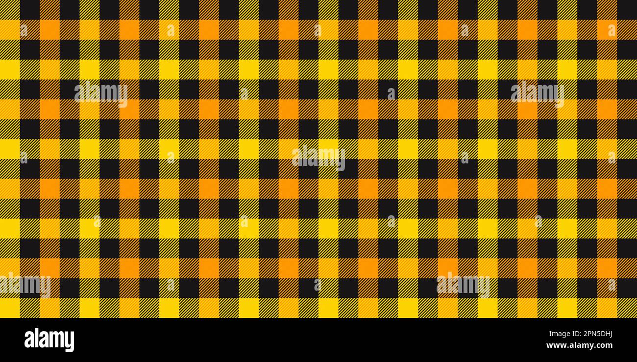 Gingham seamless pattern. Black yellow orange vichy background texture. Checked tweed plaid ...