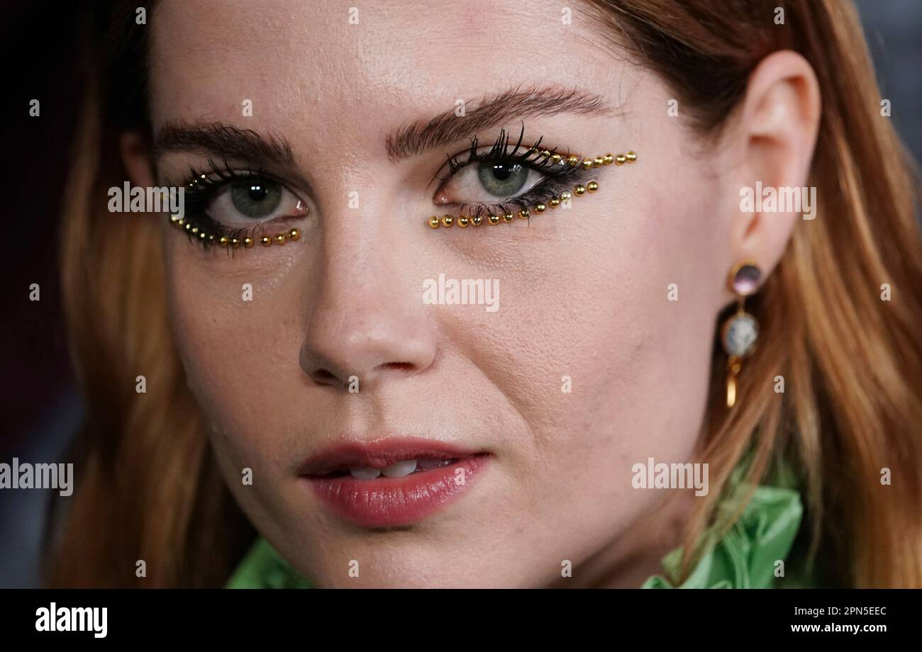 Lucy Boynton arrives at the premiere of "Chevalier," Sunday, April 16 ...