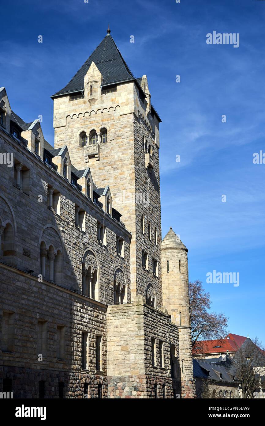 Stone historic Imperial castle with towers in Poznan, Poland Stock ...