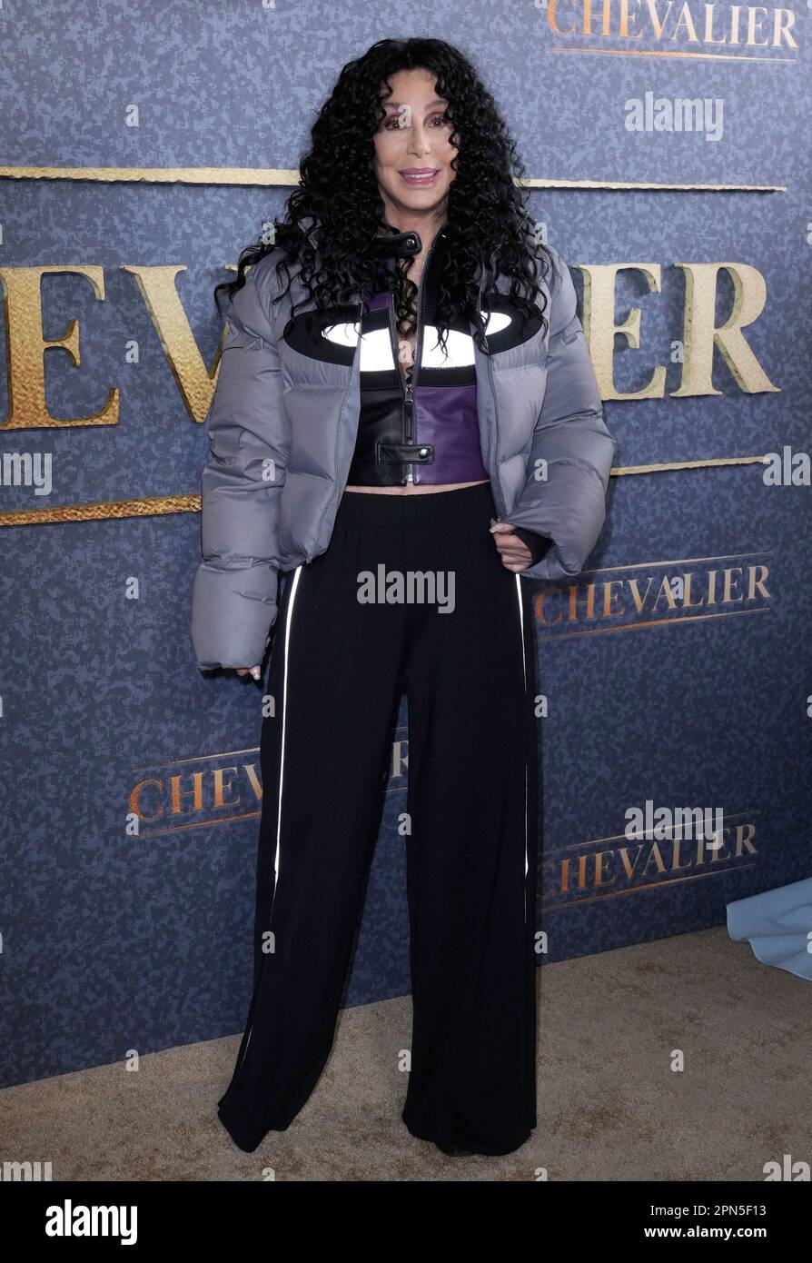 Cher arrives at the premiere of "Chevalier," Sunday, April 16, 2023, at ...