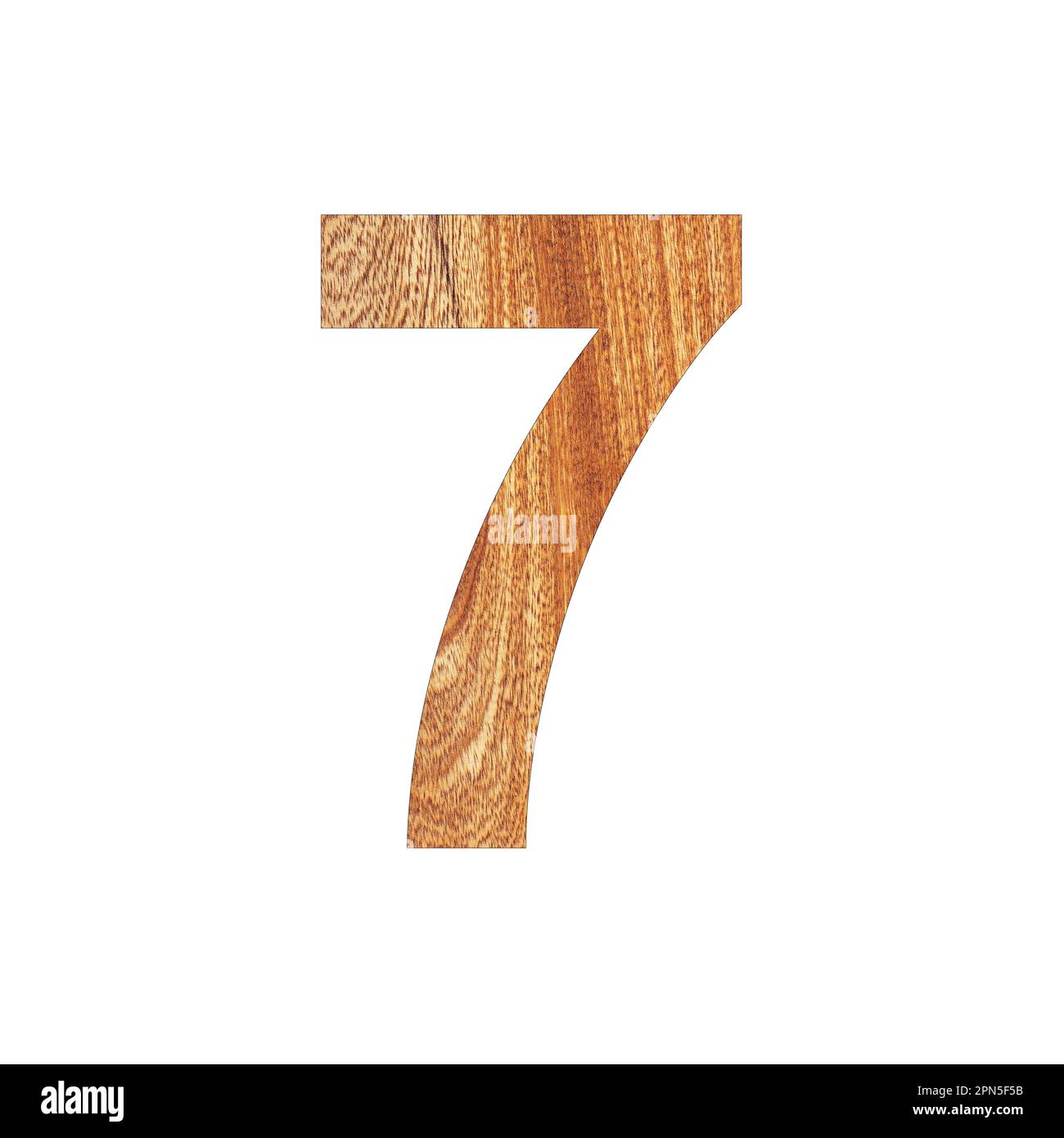 Number 7 with oak wood background - White background Stock Photo - Alamy