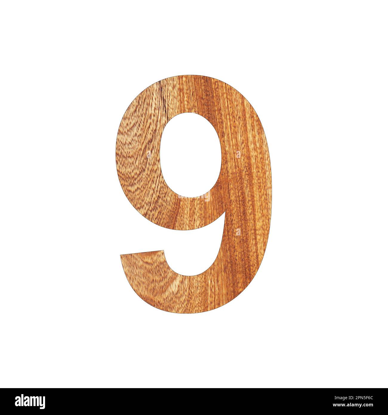 Number 9 with oak wood background - White background Stock Photo - Alamy