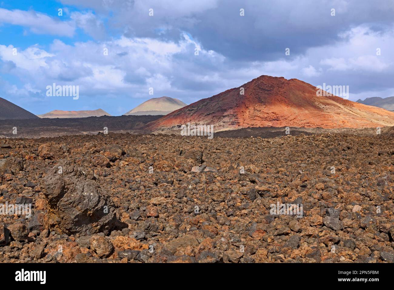 Rocky volcanic landscape, Montana Bermeja, Los Volcanes nature park ...