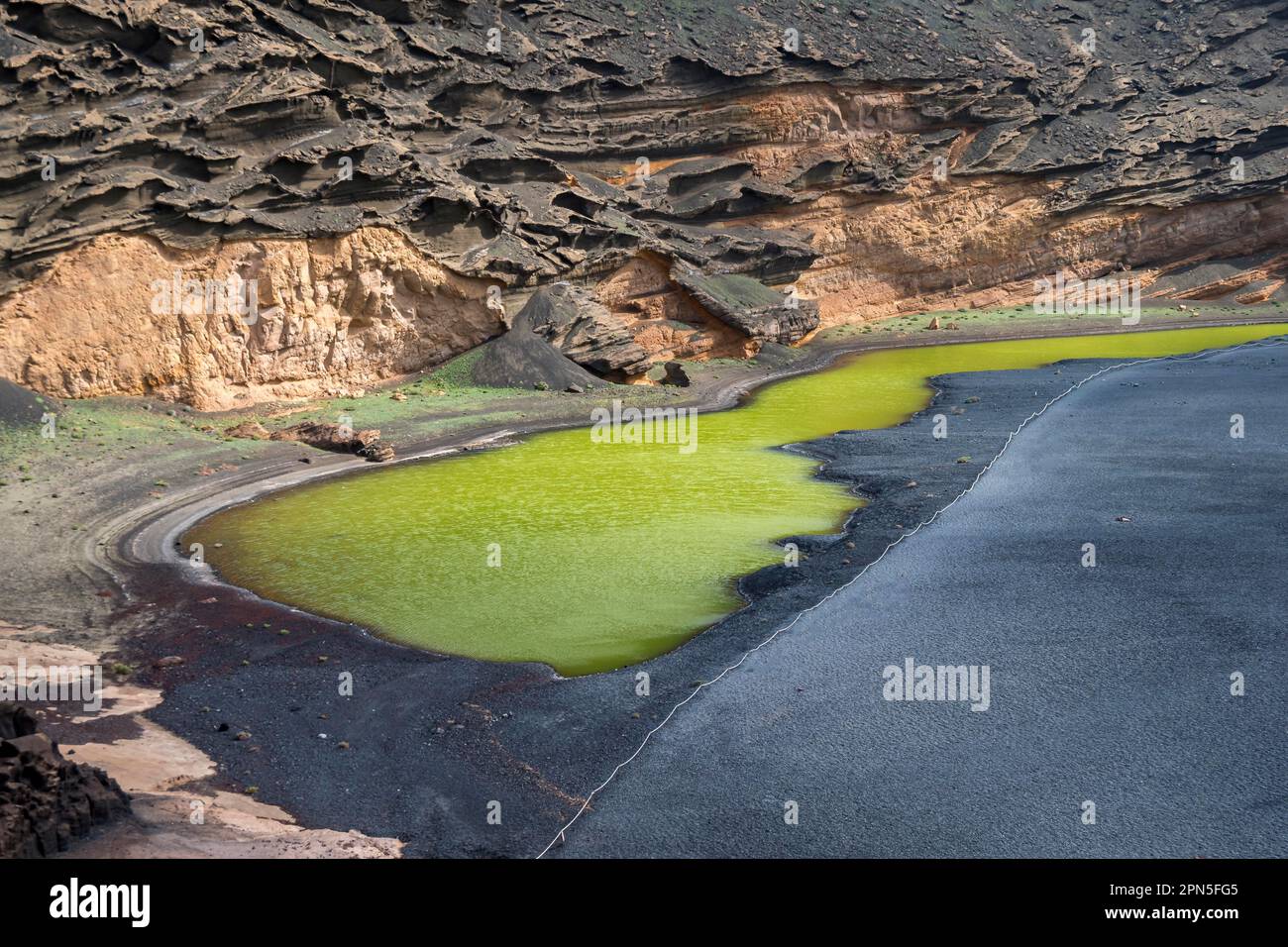 Green lagoon, Lago Verde, volcanic lake coloured green by algae on the ...