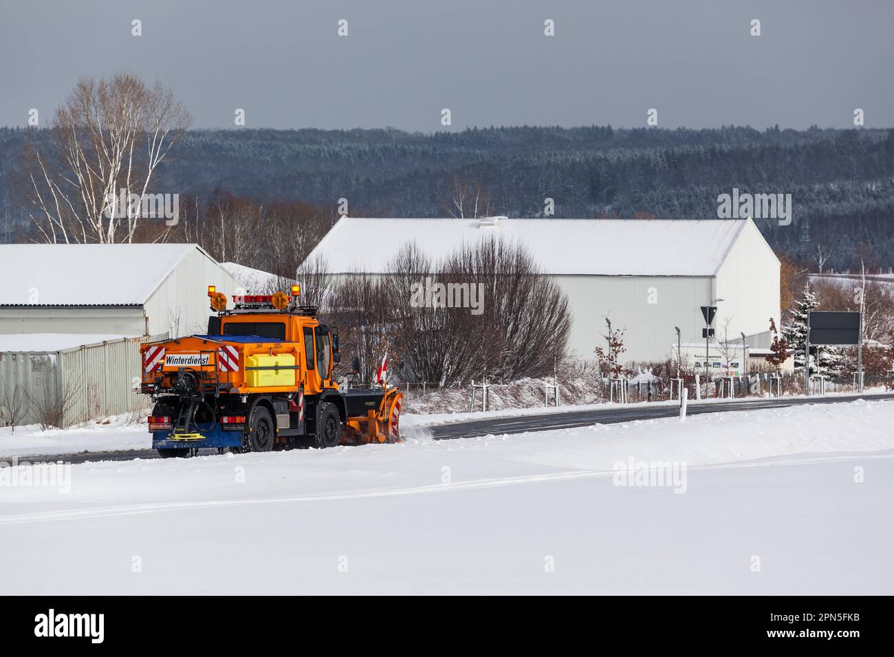 Winter Service Vehicle in the Harz Mountains Stock Photo - Alamy