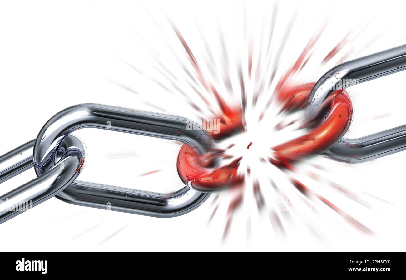 3D rendering of a broken chain Stock Photo - Alamy