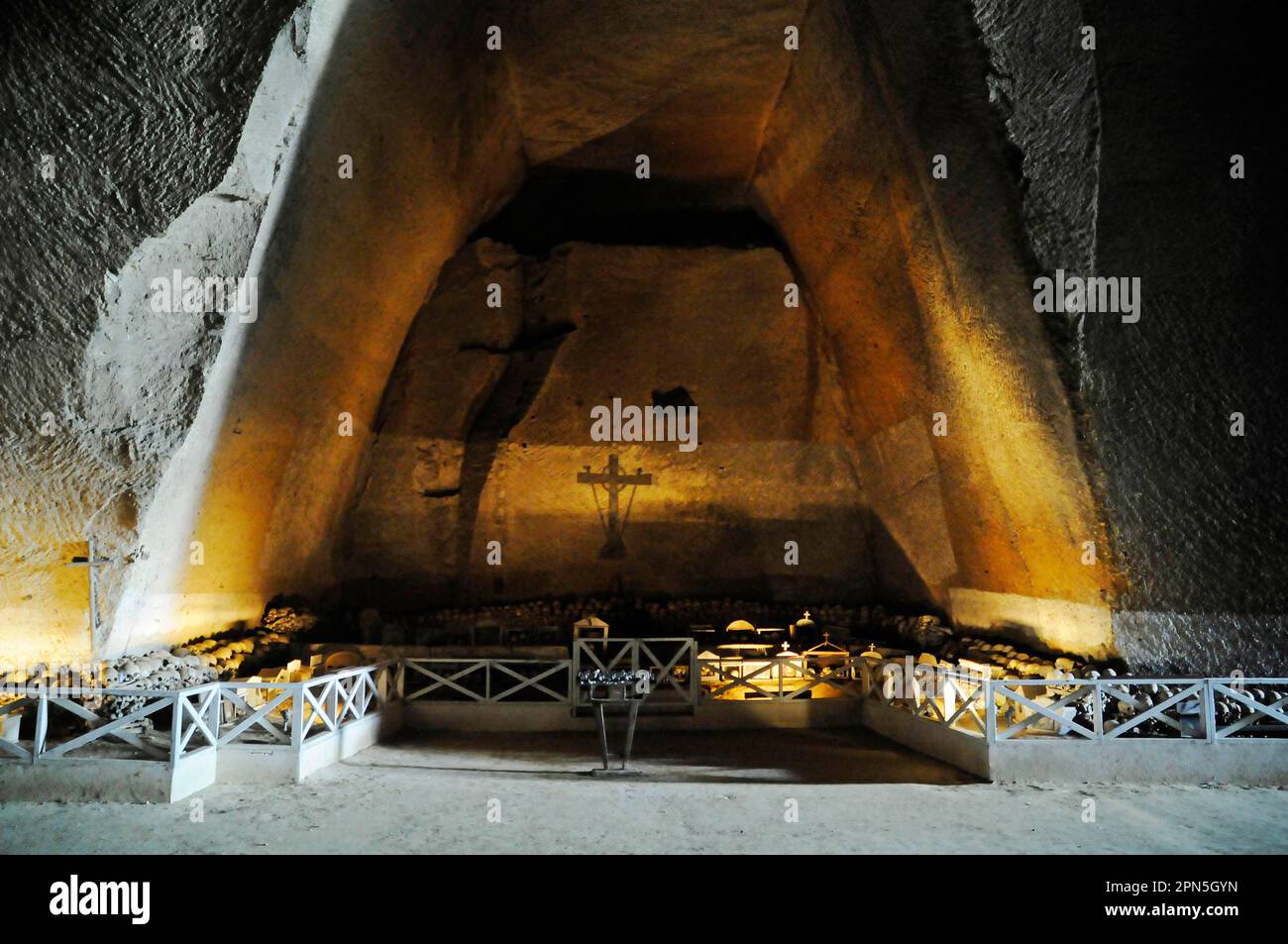 Cemetery Fontanelle, historical cemetery in underground cave system ...