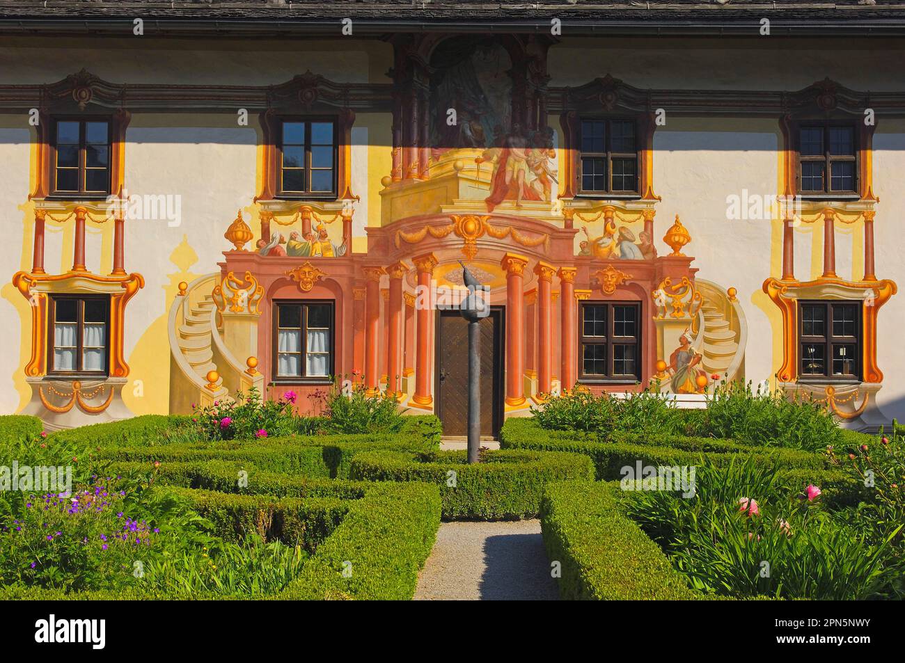 Pilatus House, Oberammergau, Bavarian passion play town, Mural painting ...
