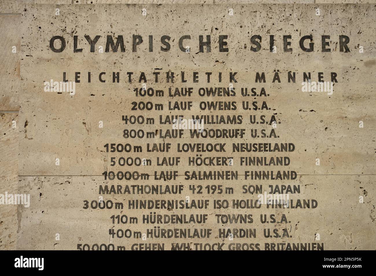 Memorial plaque, Marathon Gate, Olympic Stadium, Charlottenburg, Berlin ...