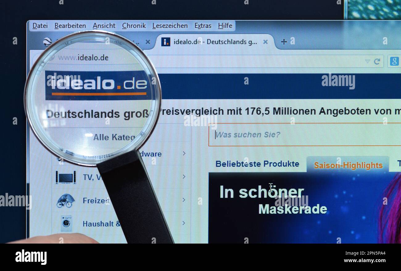 Screen, internet, magnifying glass, comparison portal, idealo.de Stock ...