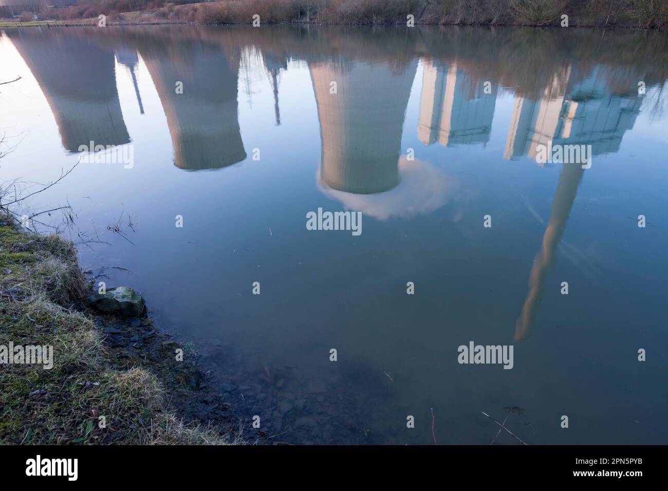 Gas and steam turbine power plant, Gersteinwerk, Reflection, River ...