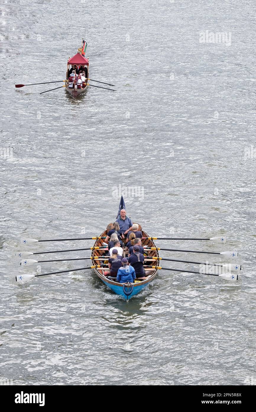 London, UK. 16th April, 2023. Vessels taking part in the Tudor Pull ...