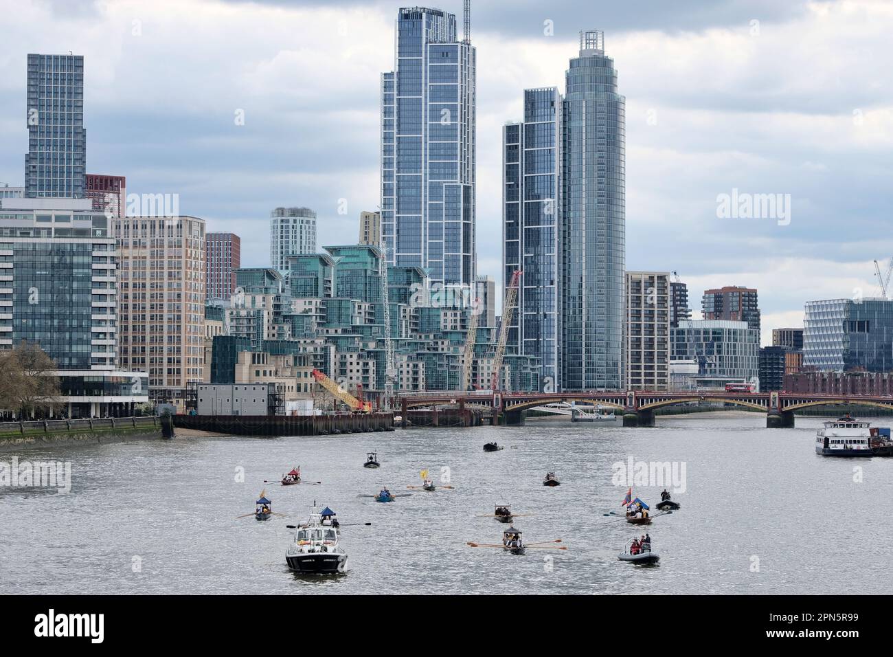 London, UK. 16th April, 2023. Vessels taking part in the Tudor Pull ...