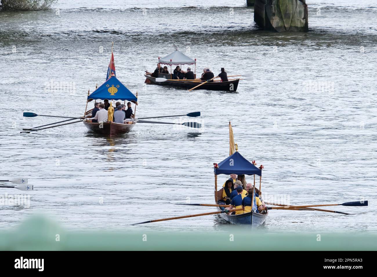 London, UK. 16th April, 2023. Vessels taking part in the Tudor Pull ...