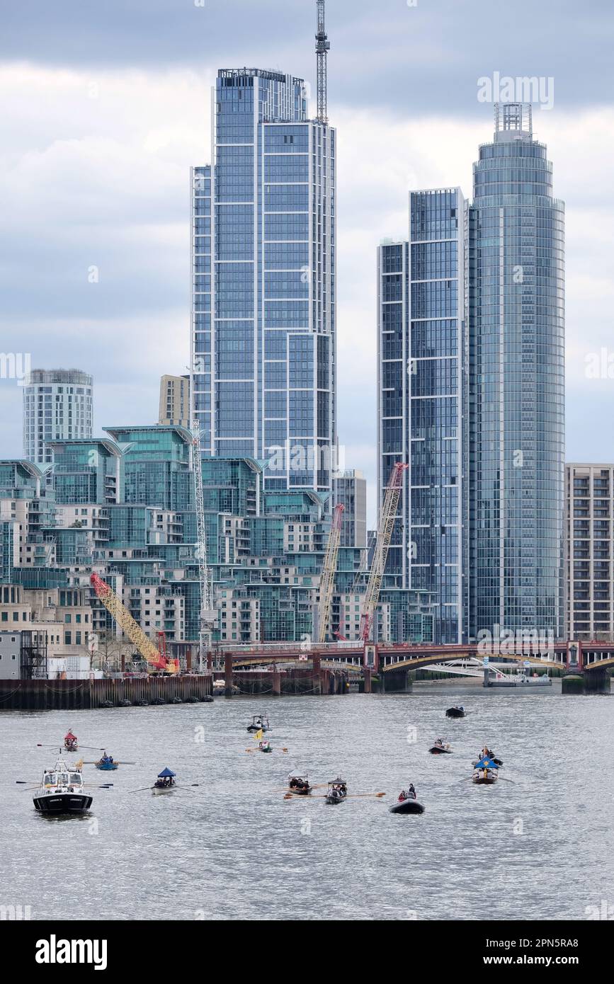London, UK. 16th April, 2023. Vessels taking part in the Tudor Pull ...