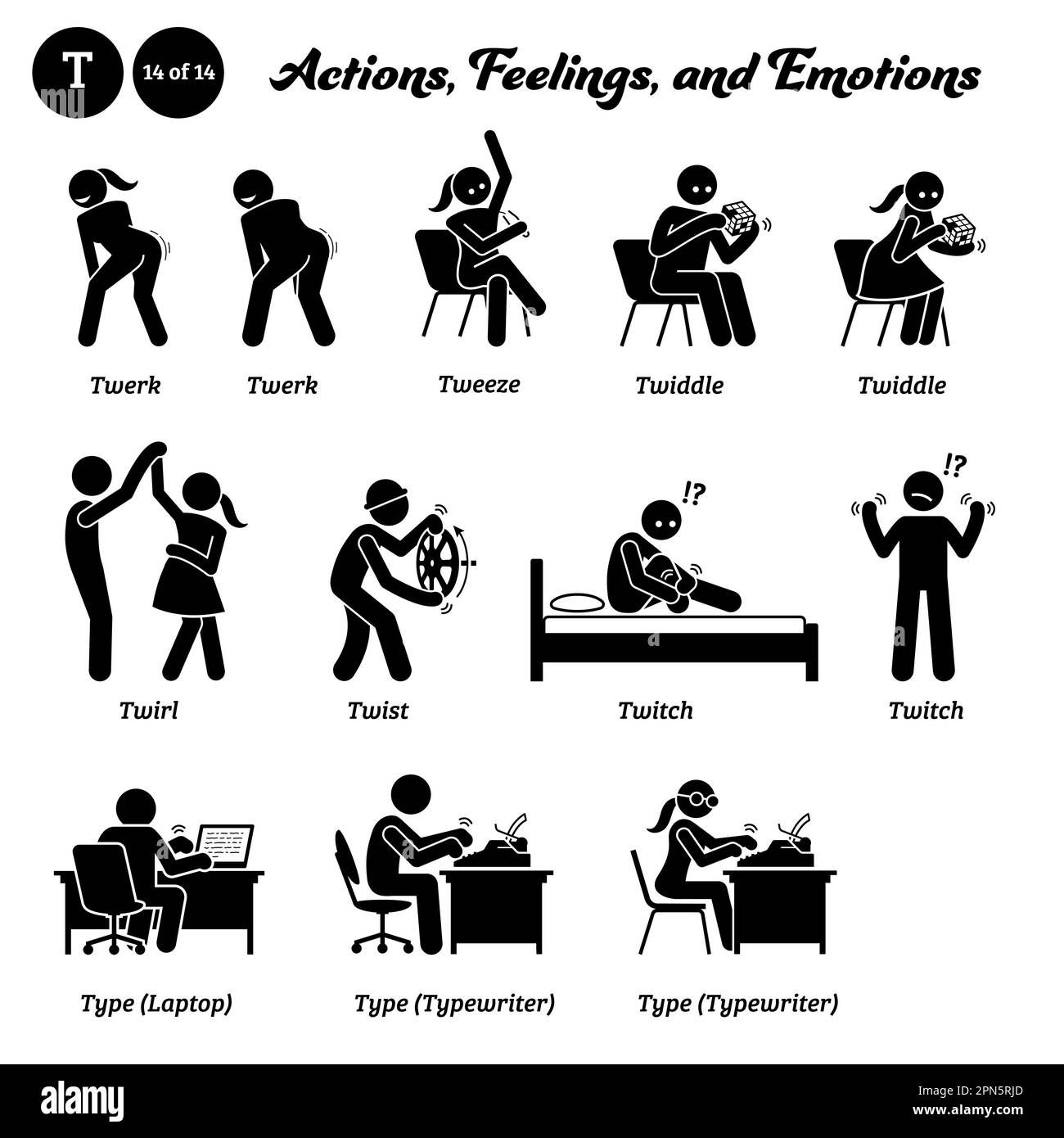 Stick figure human people man action, feelings, and emotions icons ...
