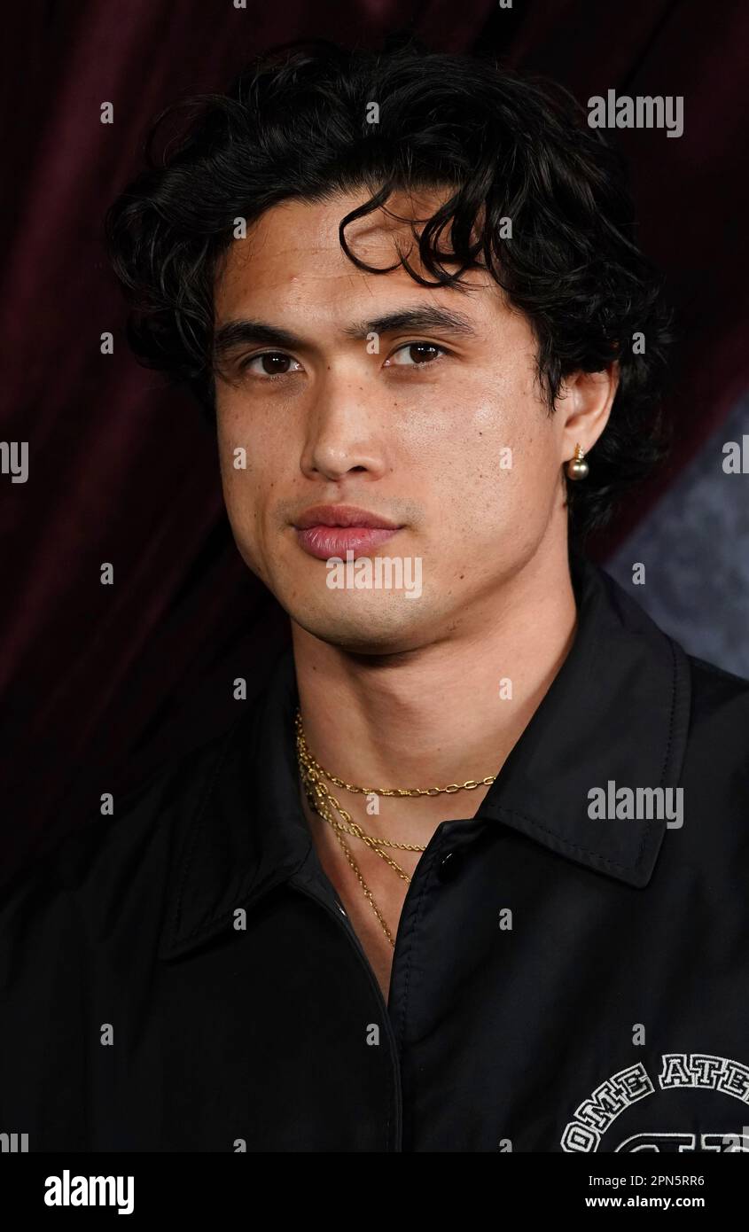Charles Melton arrives at the premiere of "Chevalier," Sunday, April 16 ...