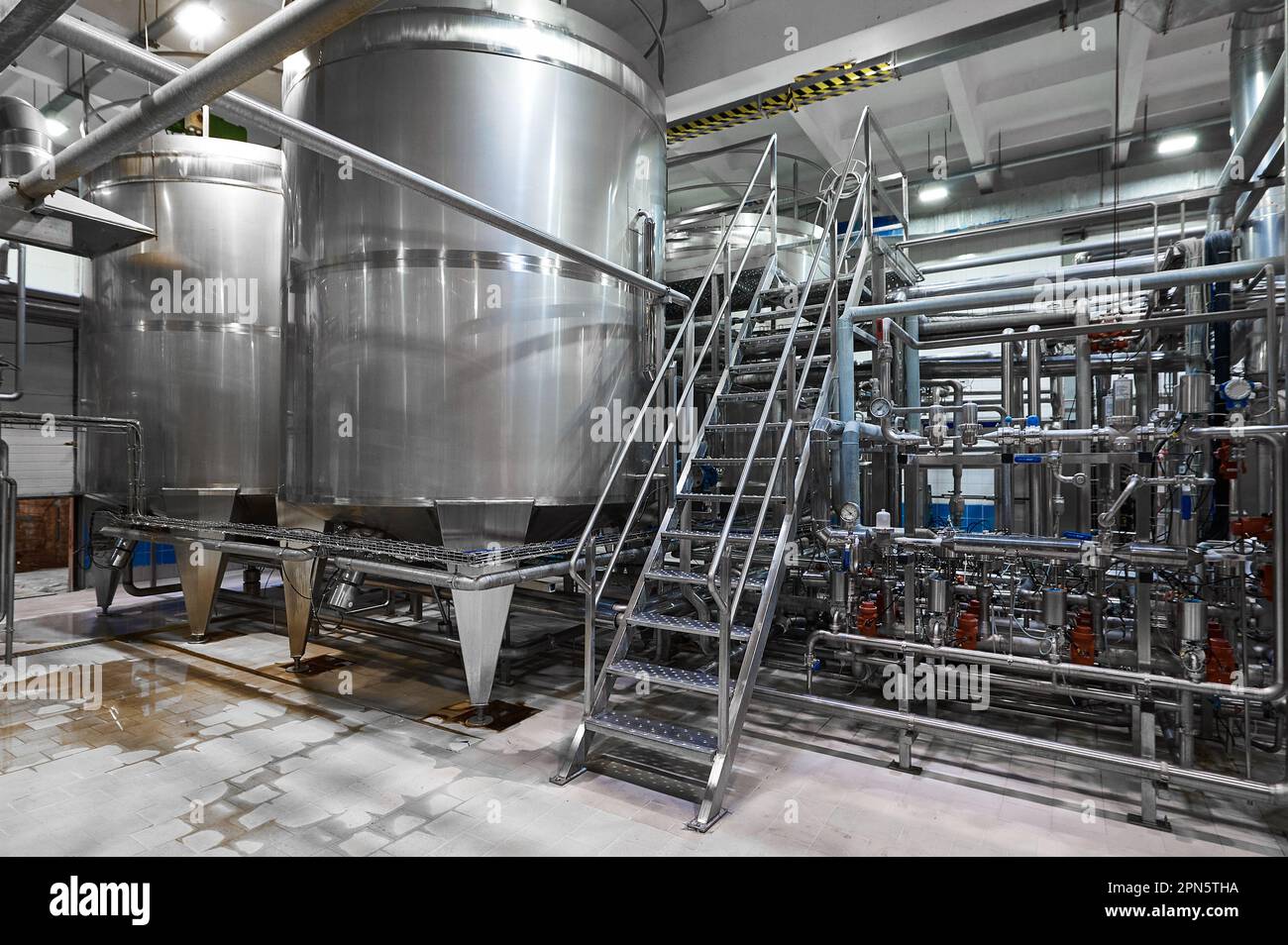 Tanks and pipeline system for fermented milk products making Stock ...