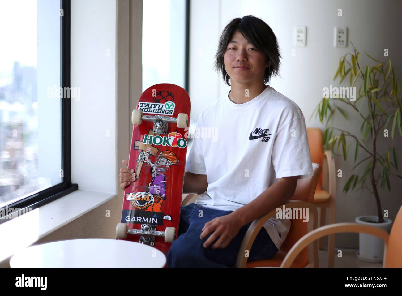 YURO NAGAHARA, Japanese skateboard athlete, poses for photo during an ...