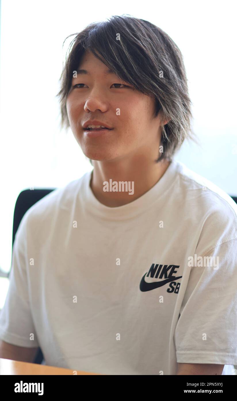YURO NAGAHARA, Japanese skateboard athlete, poses for photo during an ...