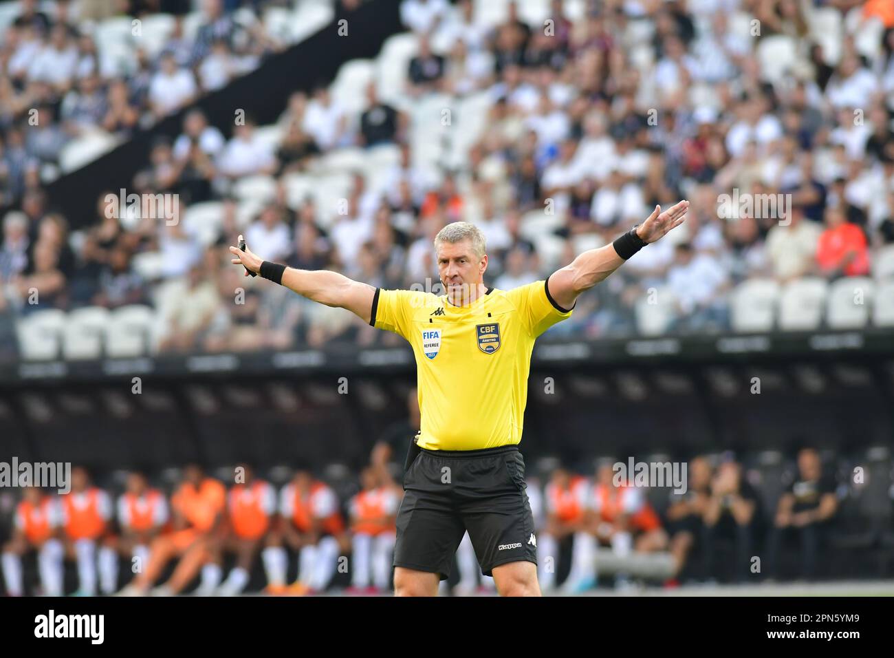 SAO PAULO,BRAZIL - APRIL 16: Referee Anderson Daronco reacts during a ...