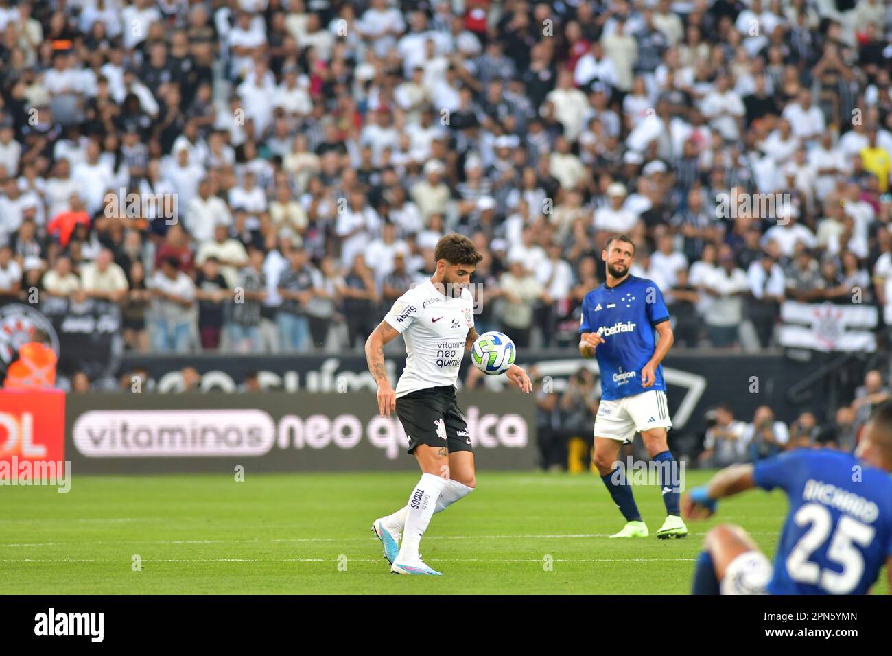 SAO PAULO,BRAZIL - APRIL 16: Yuri Alberto of Corinthians controls the ...
