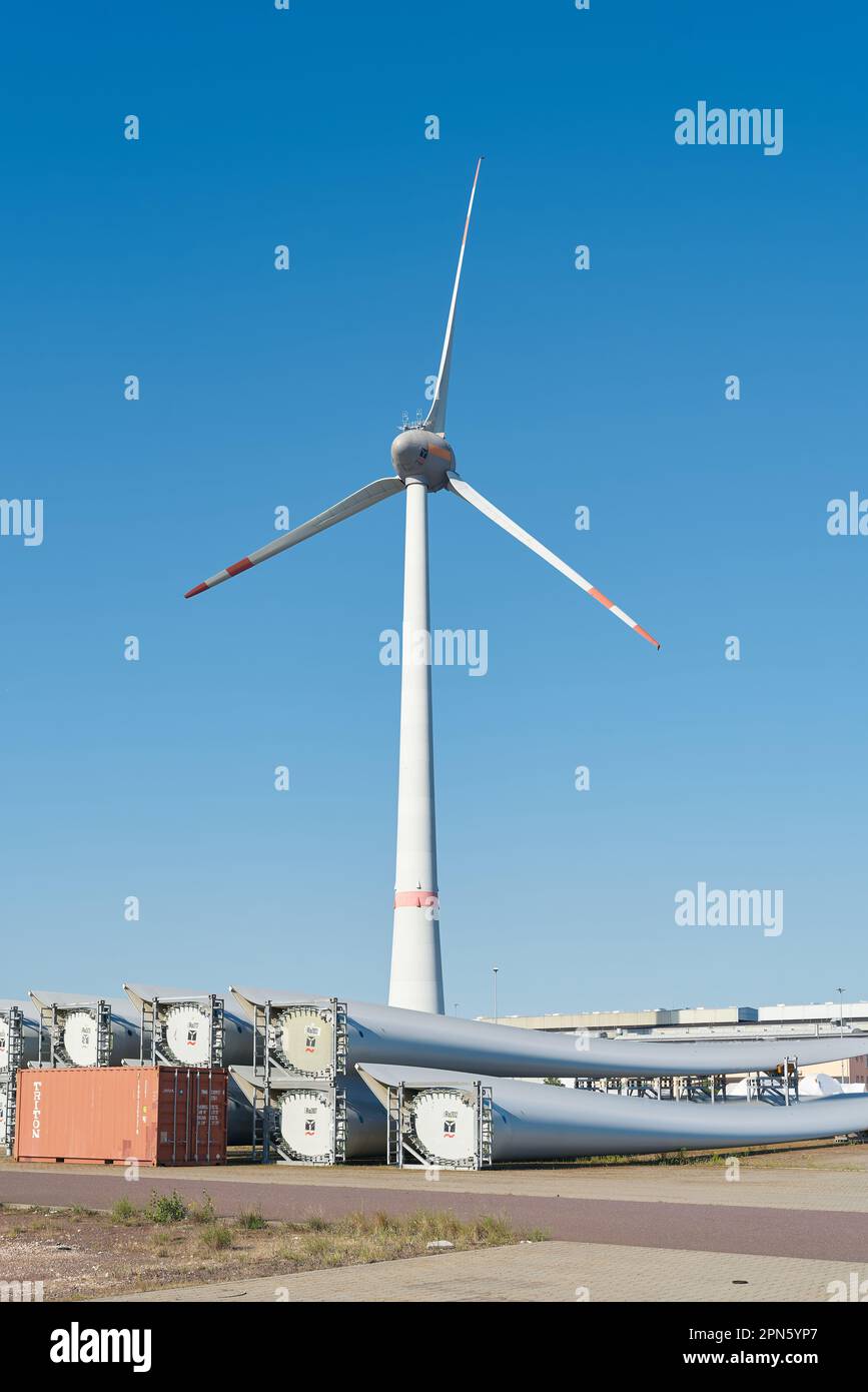 Storage yard for components of wind turbines of the company Enercon in ...