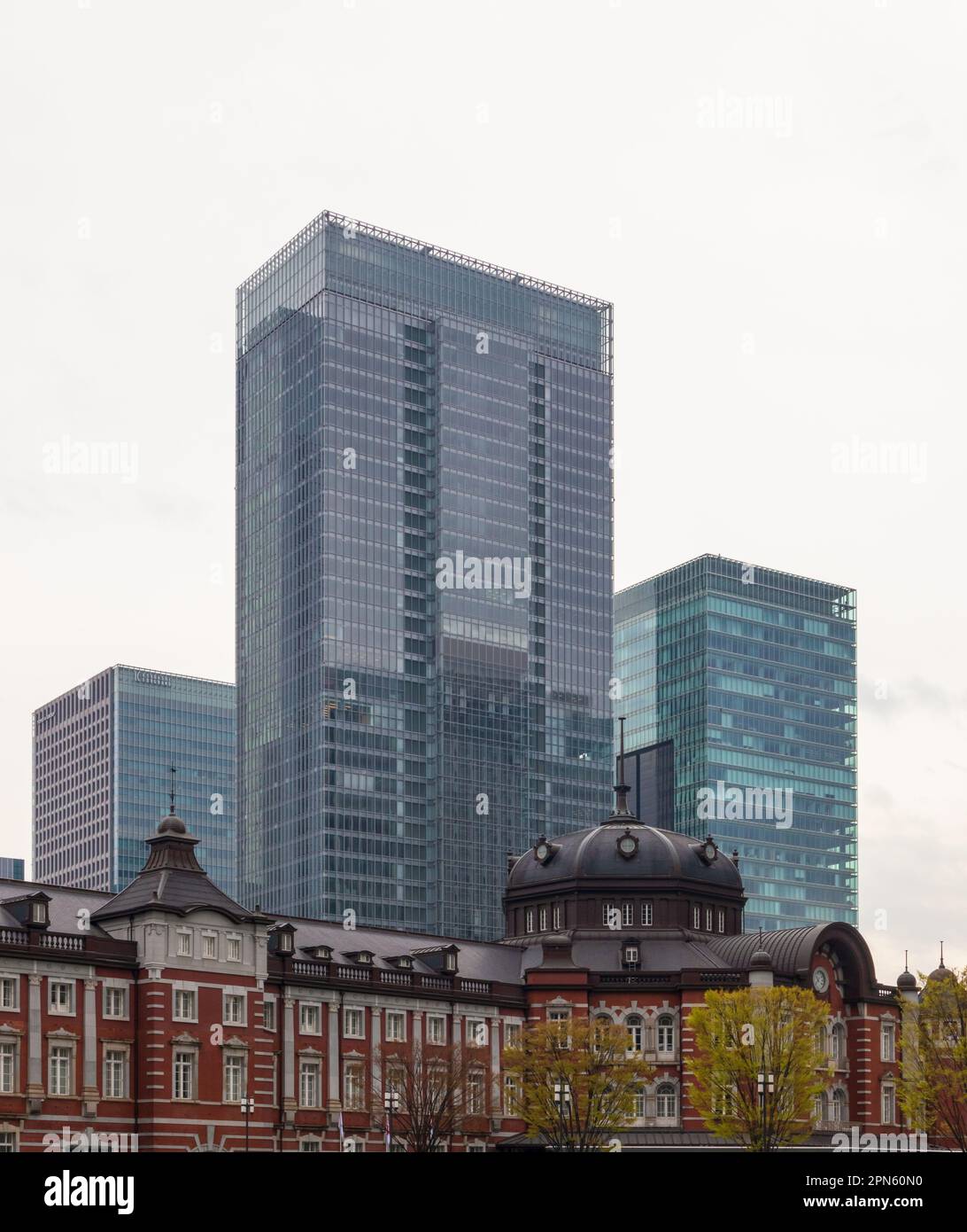 Historical Tokyo station building and modern skyscrapers as a ...