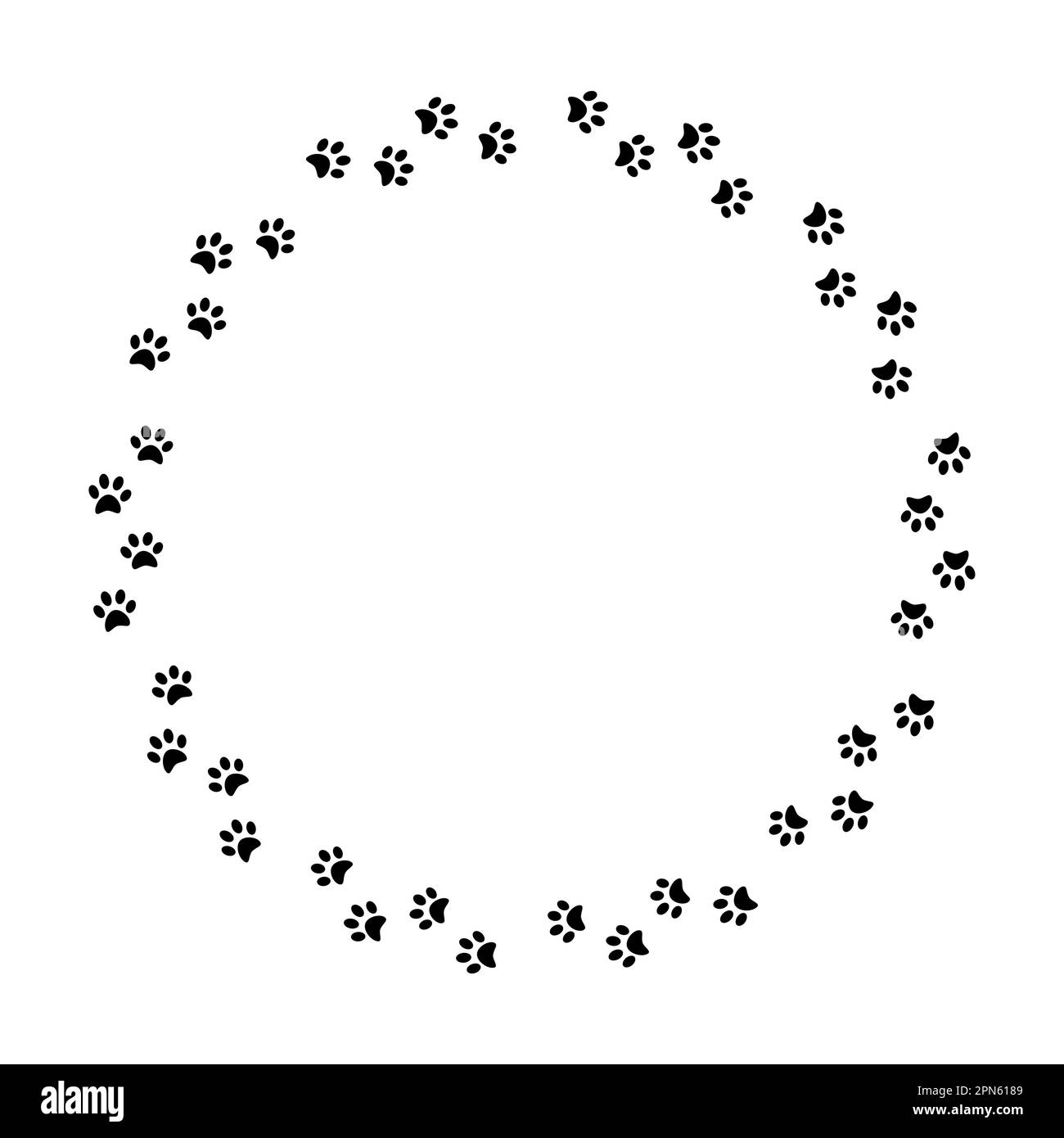 Pads of cat paws round frame. Animal paw prints on ground. Pets and ...