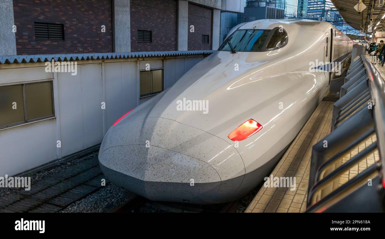 Closeup of the Japanese high speed train at night Stock Photo - Alamy