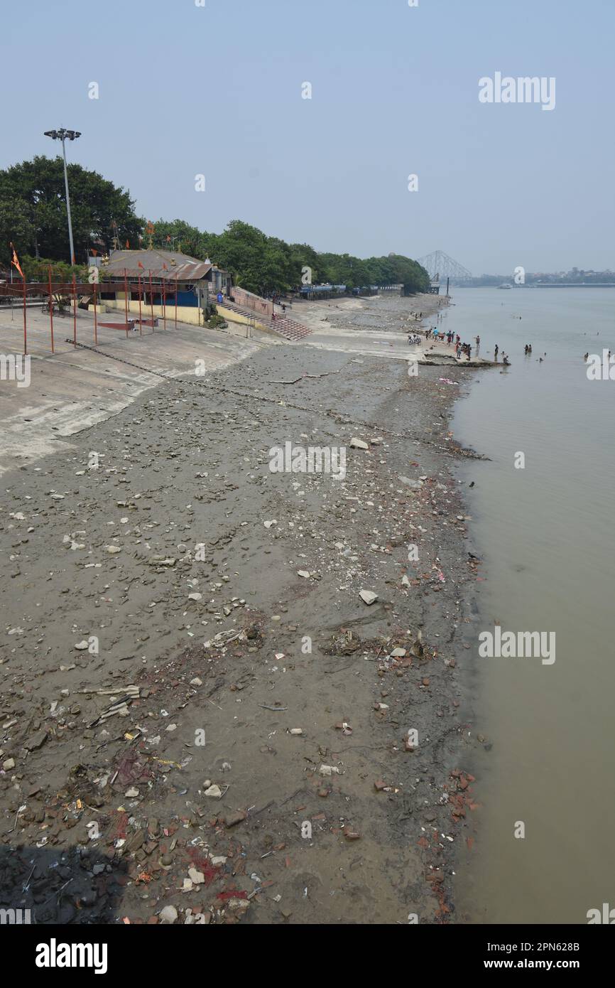 Ramkrishnapur ghat area during low tide at riverbank of the Ganges ...