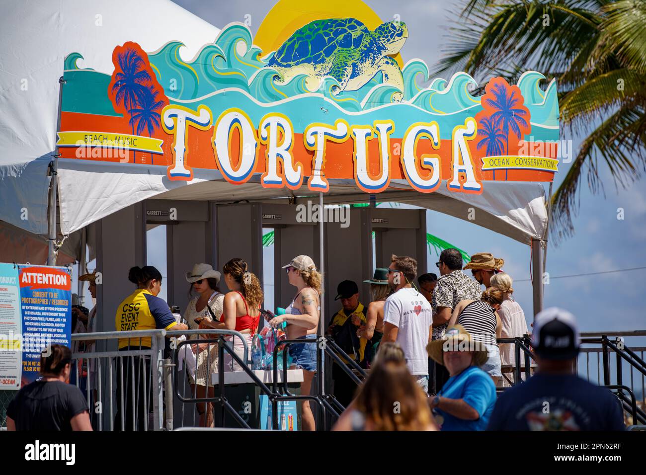 Fort Lauderdale, FL, USA - April 16, 2023: Tourists at the 2023 Tortuga Music Festival on the ...