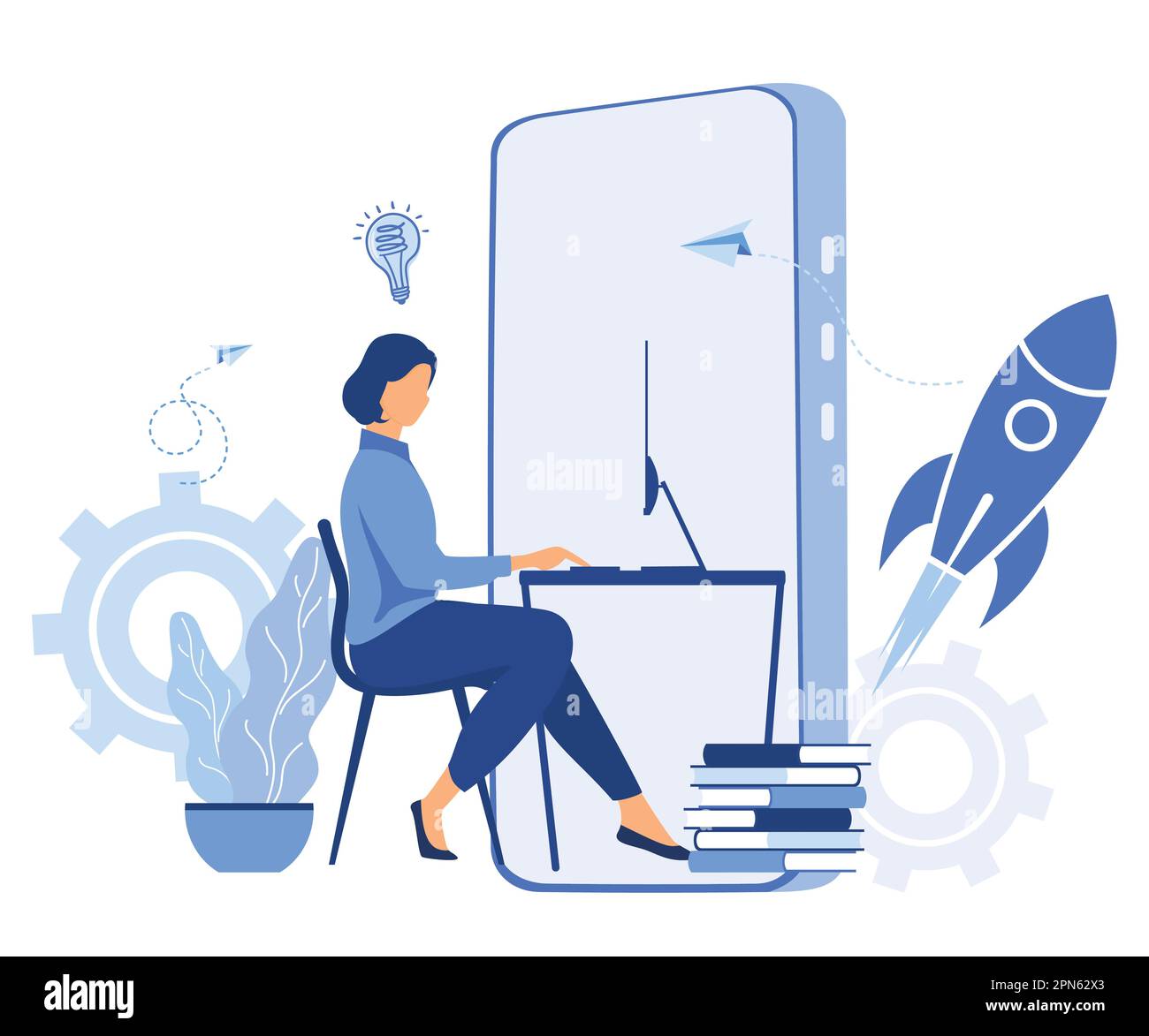 work from home on the internet, creative space, self-isolation ...