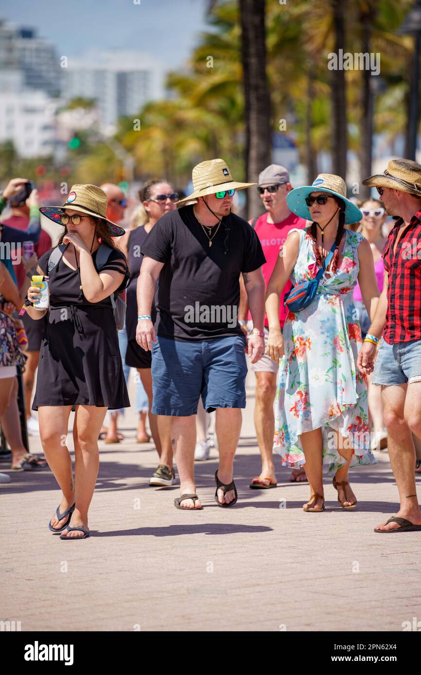 Fort Lauderdale, FL, USA - April 16, 2023: Tourists at the 2023 Tortuga ...