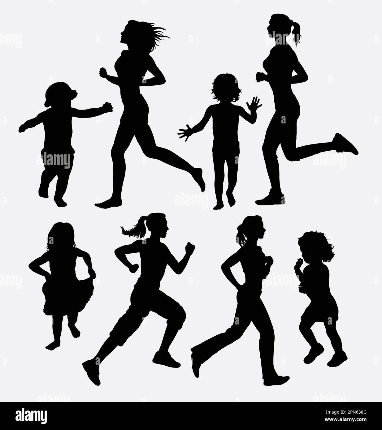 Girl running silhouette Stock Vector Images - Alamy