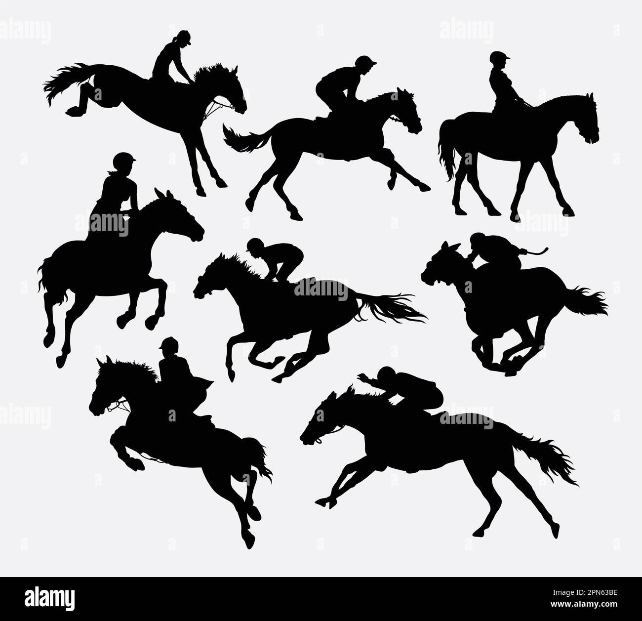 Jockey riding horse silhouettes. Good use for symbol, logo, web icon ...