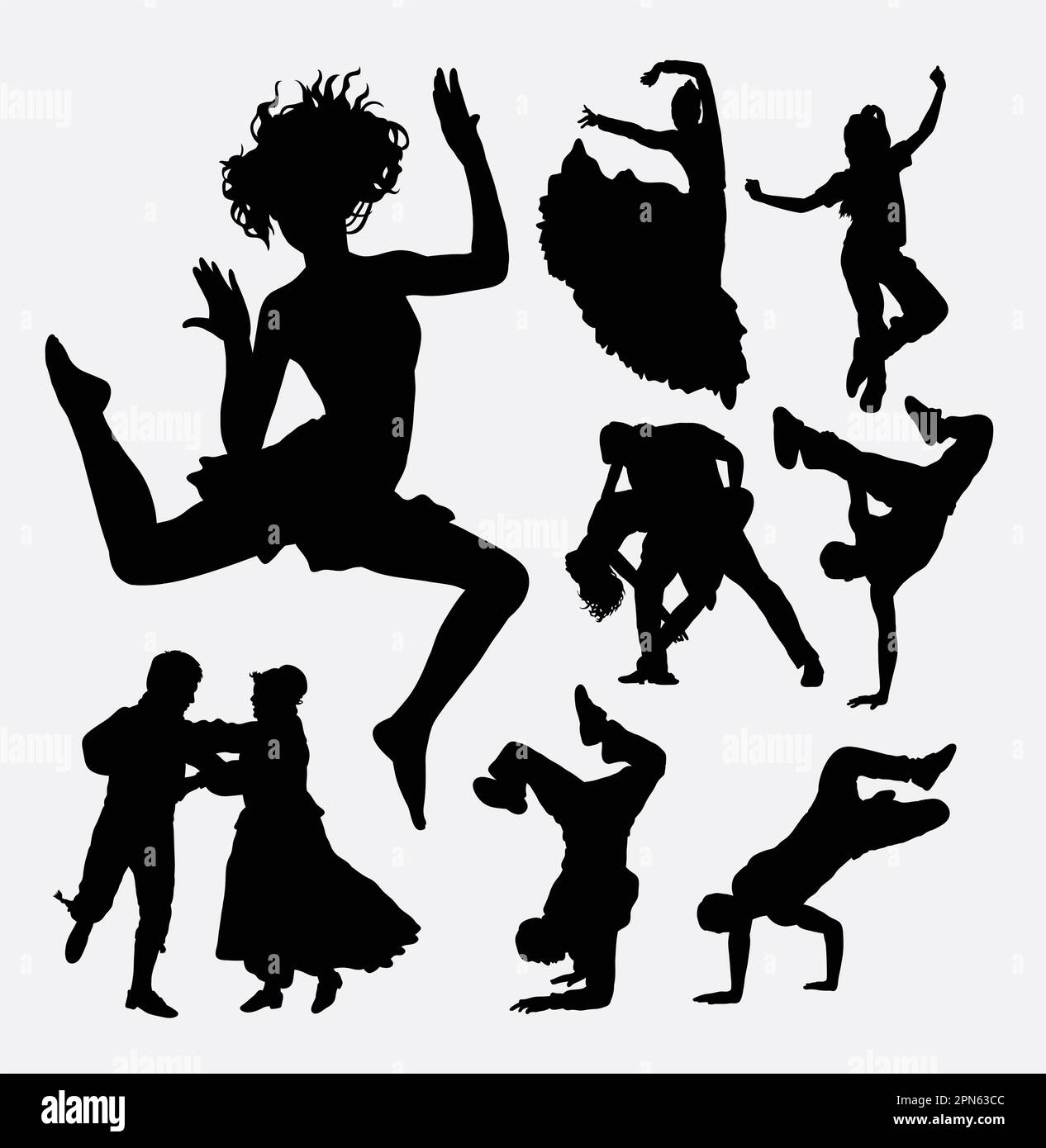Beautiful dance, male and female action silhouette. Good use for symbol ...