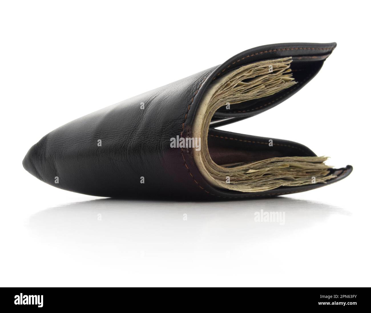 Wallet Stuffed With Cash Bills Stock Photo - Alamy